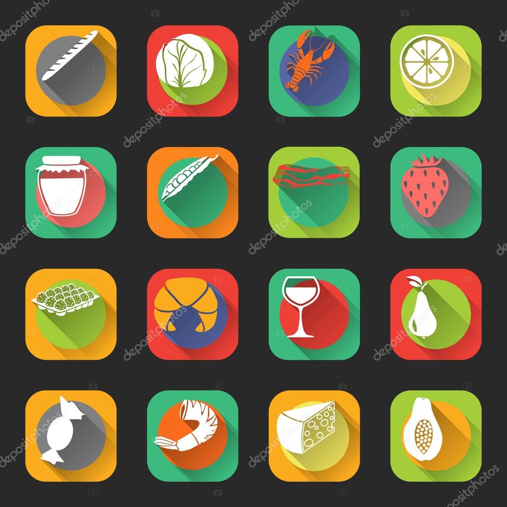 Food Flat Icons Stock Vector Image by ©macrovector #47229243