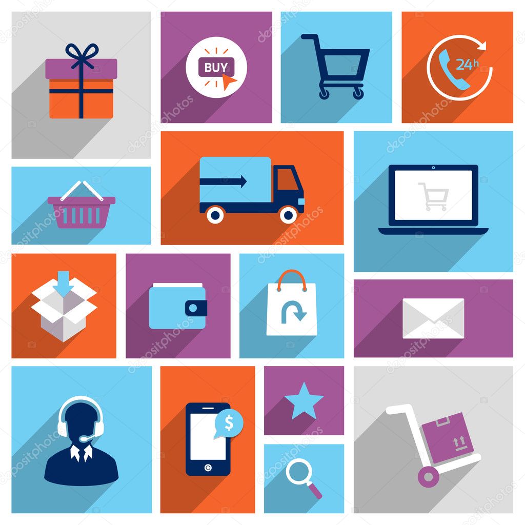 Shopping e-commerce icons Stock Vector Image by ©macrovector #48433687