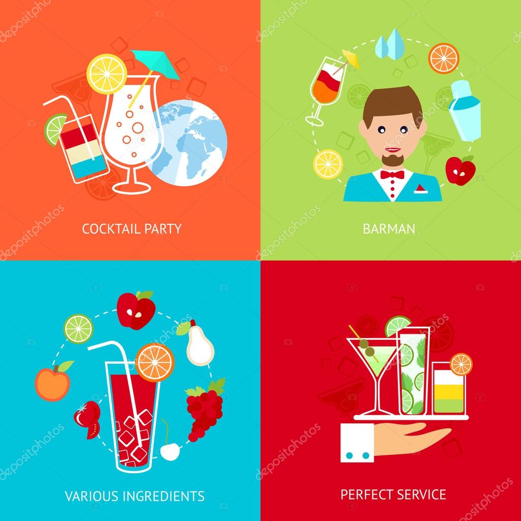 Cocktail icons set Stock Illustration by ©macrovector #48805355