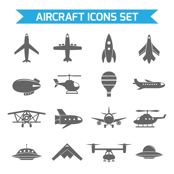 Aircraft icons set black — Stock Vector © macrovector #64854705