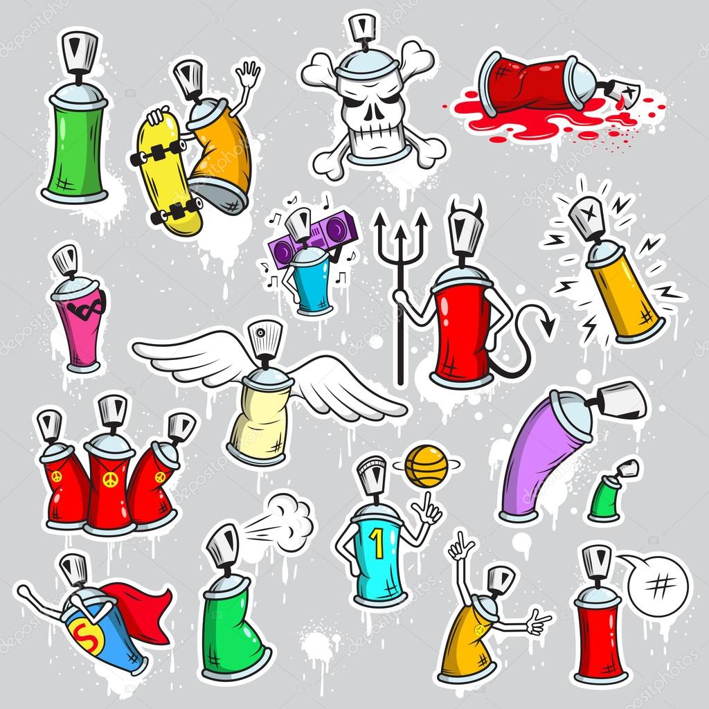 Graffiti characters icons set — Stock Vector © macrovector #49513479 Graffiti characters icons set — Stock Vector © macrovector #49513479