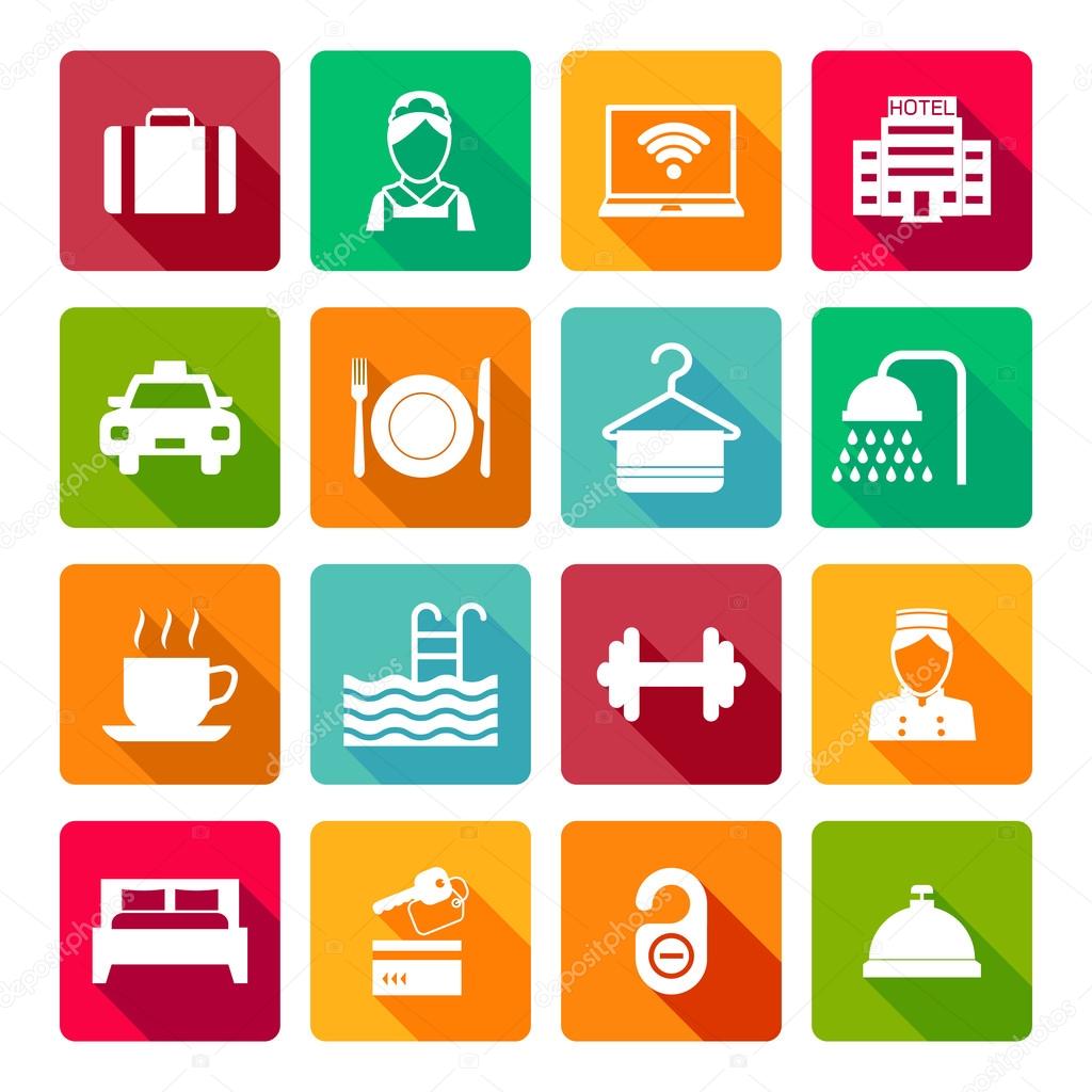 Set of hotel icons — Stock Vector © macrovector #49636053