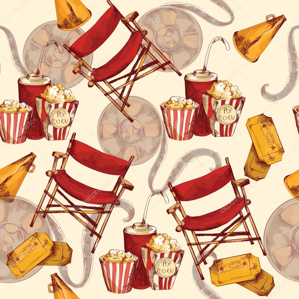 Cinema seamless background — Stock Vector © macrovector #49636197