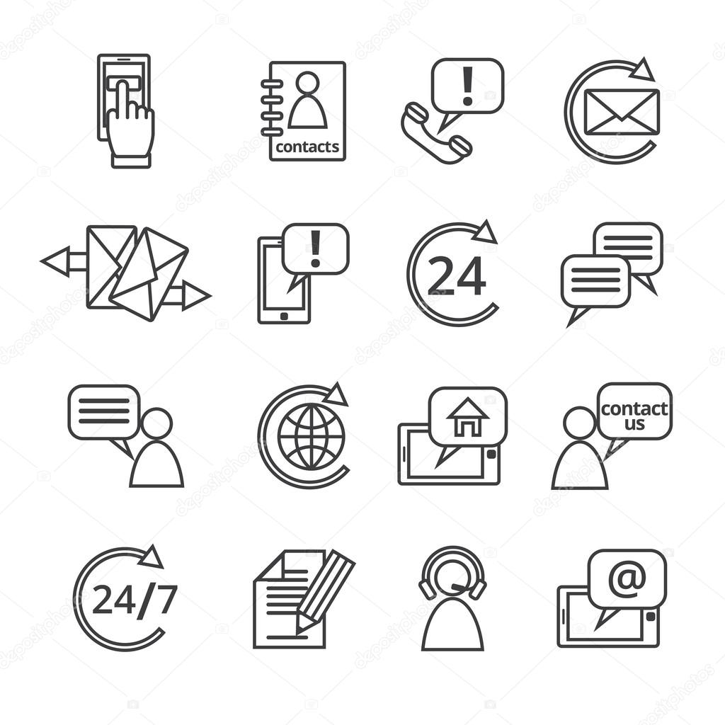 Contact Us Service Icons Stock Vector Image by ©macrovector #49636401