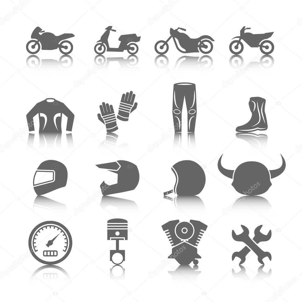 Motorcycle Icons Set — Stock Vector © macrovector #50260779