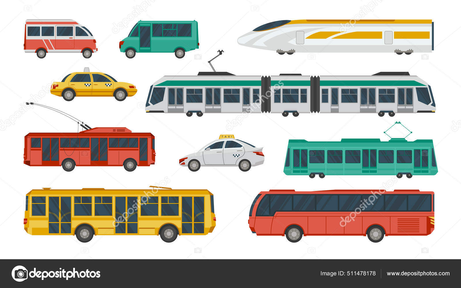 Public Transport Color Icon Set Stock Vector Image by ©macrovector ...