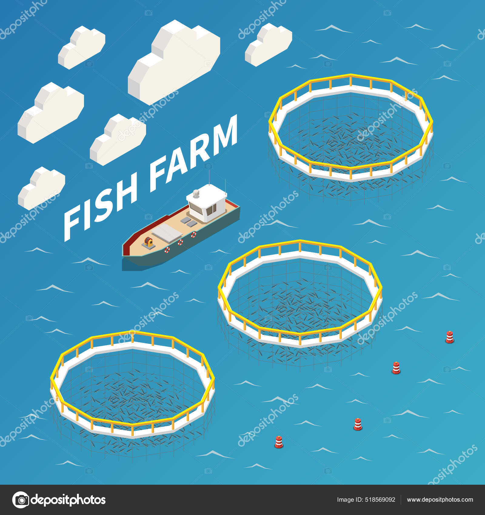 Industrial Fish Farming Isometric Stock Illustration by ©macrovector ...