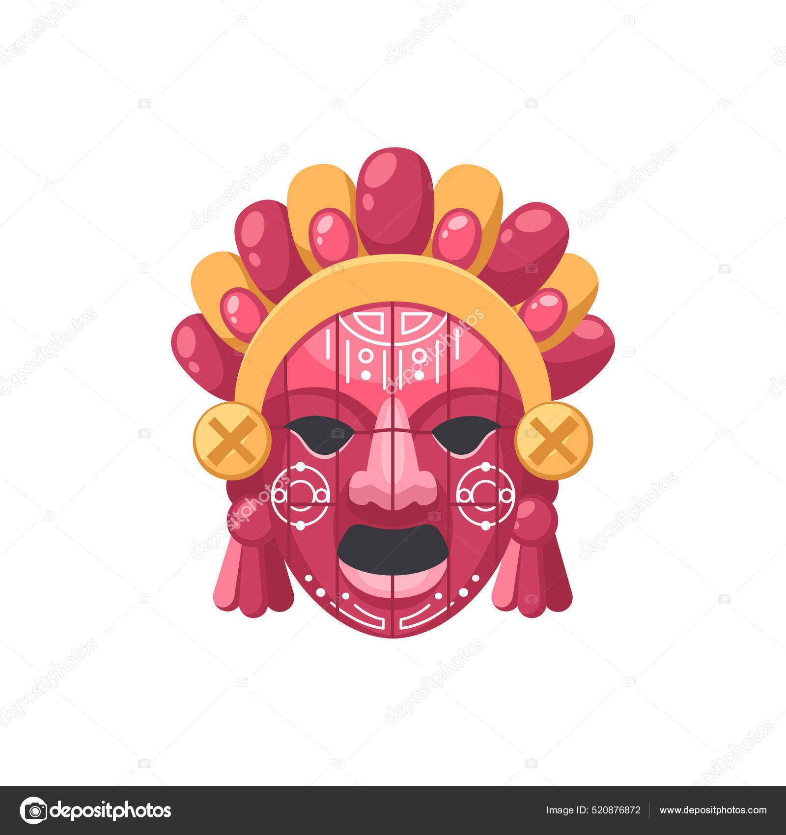 Maya Female Mask Composition Stock Vector by ©macrovector 520876872
