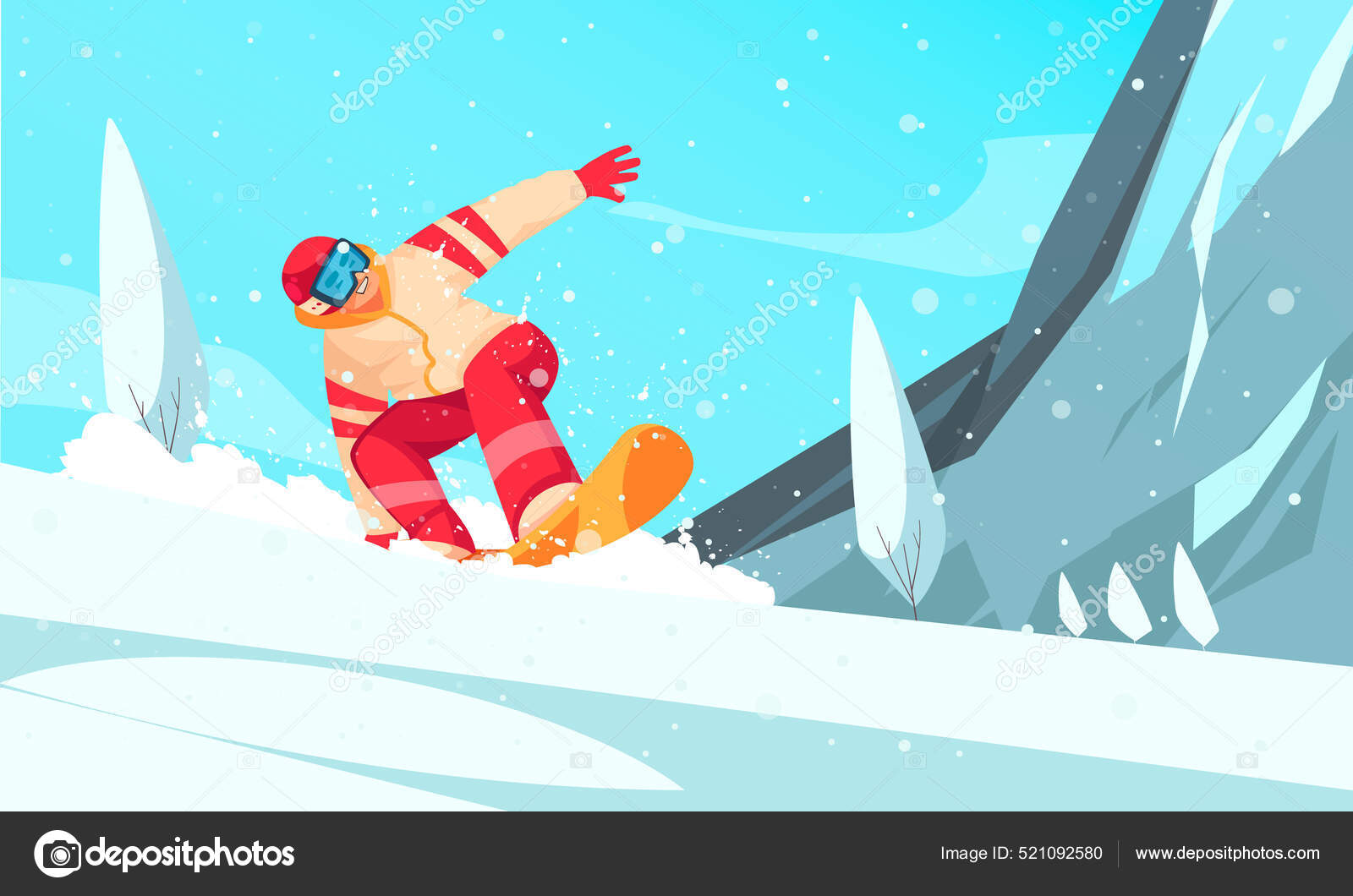 Winter Ski Resort Cartoon Composition Stock Illustration by ...