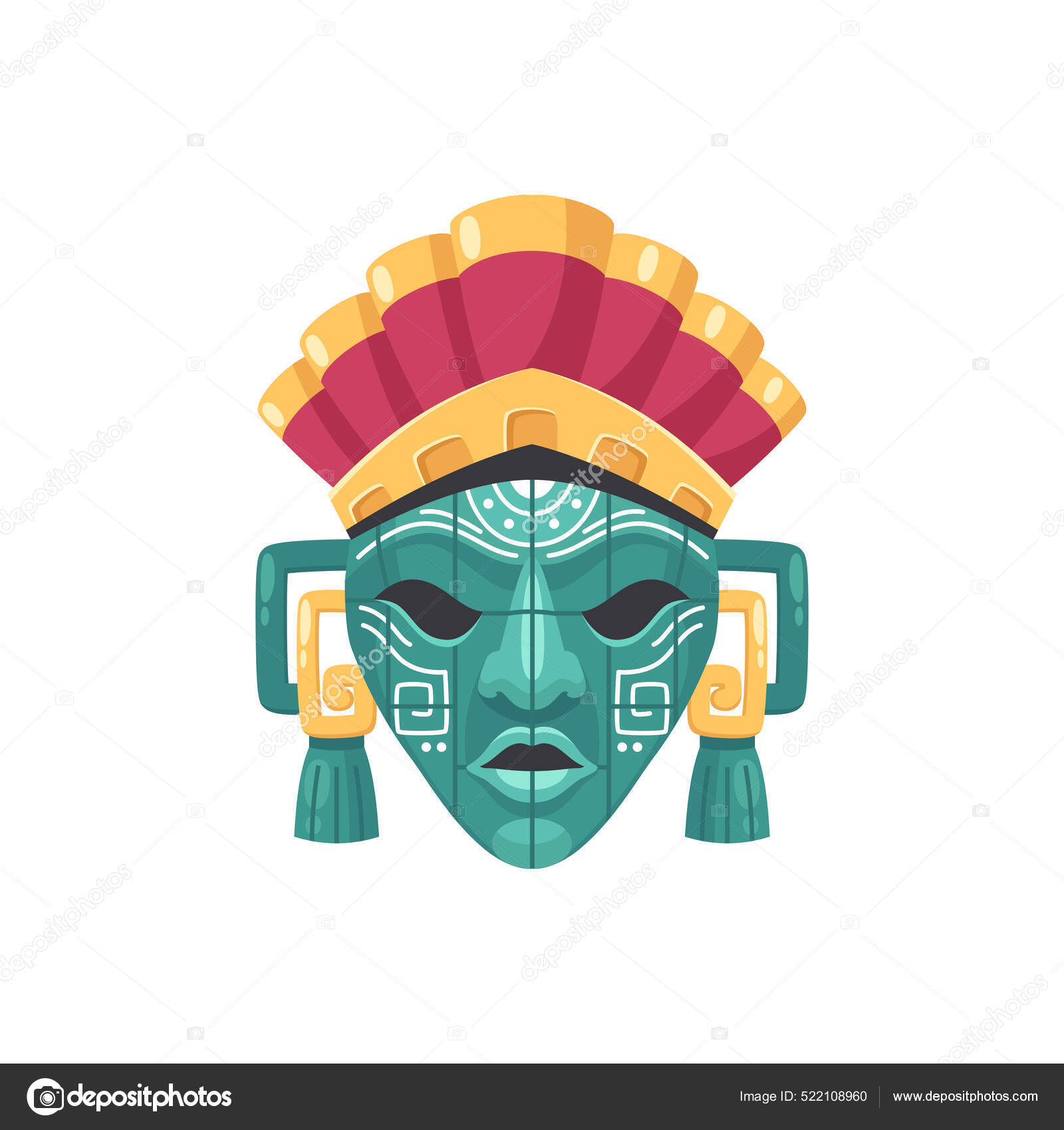 Scary Maya Mask Composition Stock Vector Image by ©macrovector #522108960