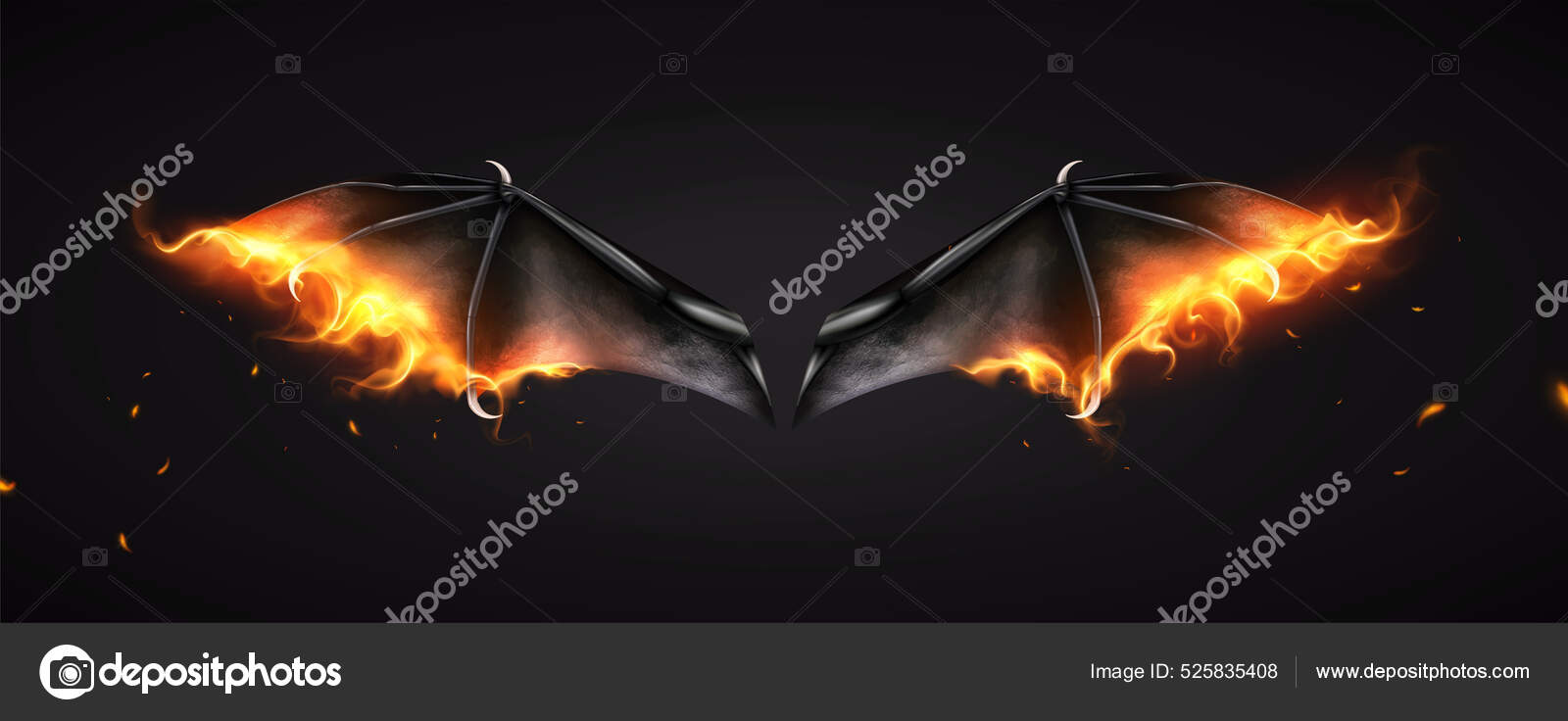 Daemon Bat Fire Composition Stock Vector Image by ©macrovector #525835408