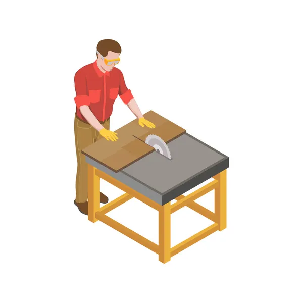Furniture Production Isometric Composition Character Worker Uniform Woodwork Vector Illustration ...