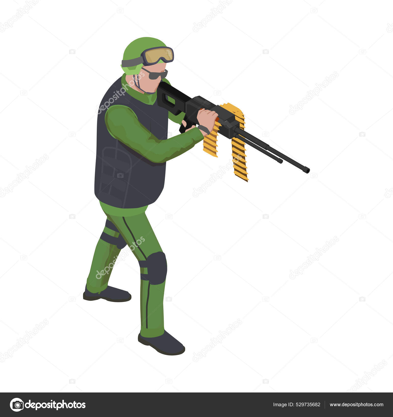Soldier Pointing Gun Composition Stock Illustration by ©macrovector ...