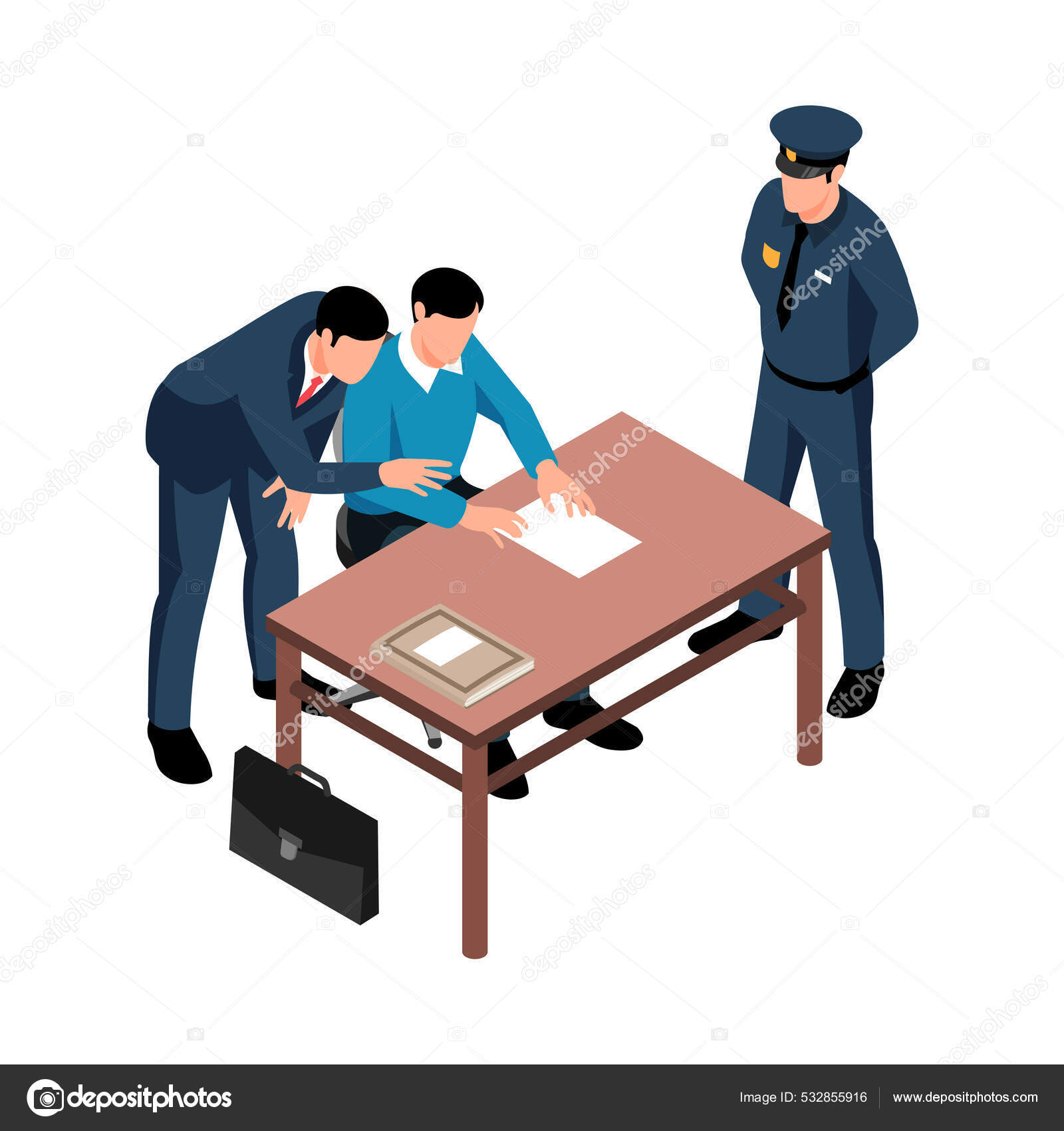 Interrogatorio con abogado Composición vector, gráfico vectorial ...