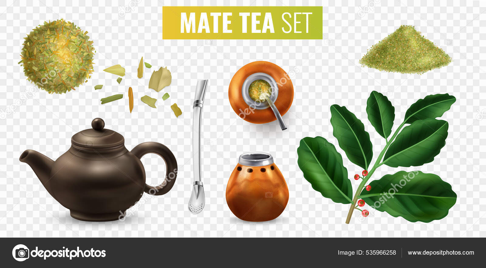Mate Tea Set Stock Vector by ©macrovector 535966258