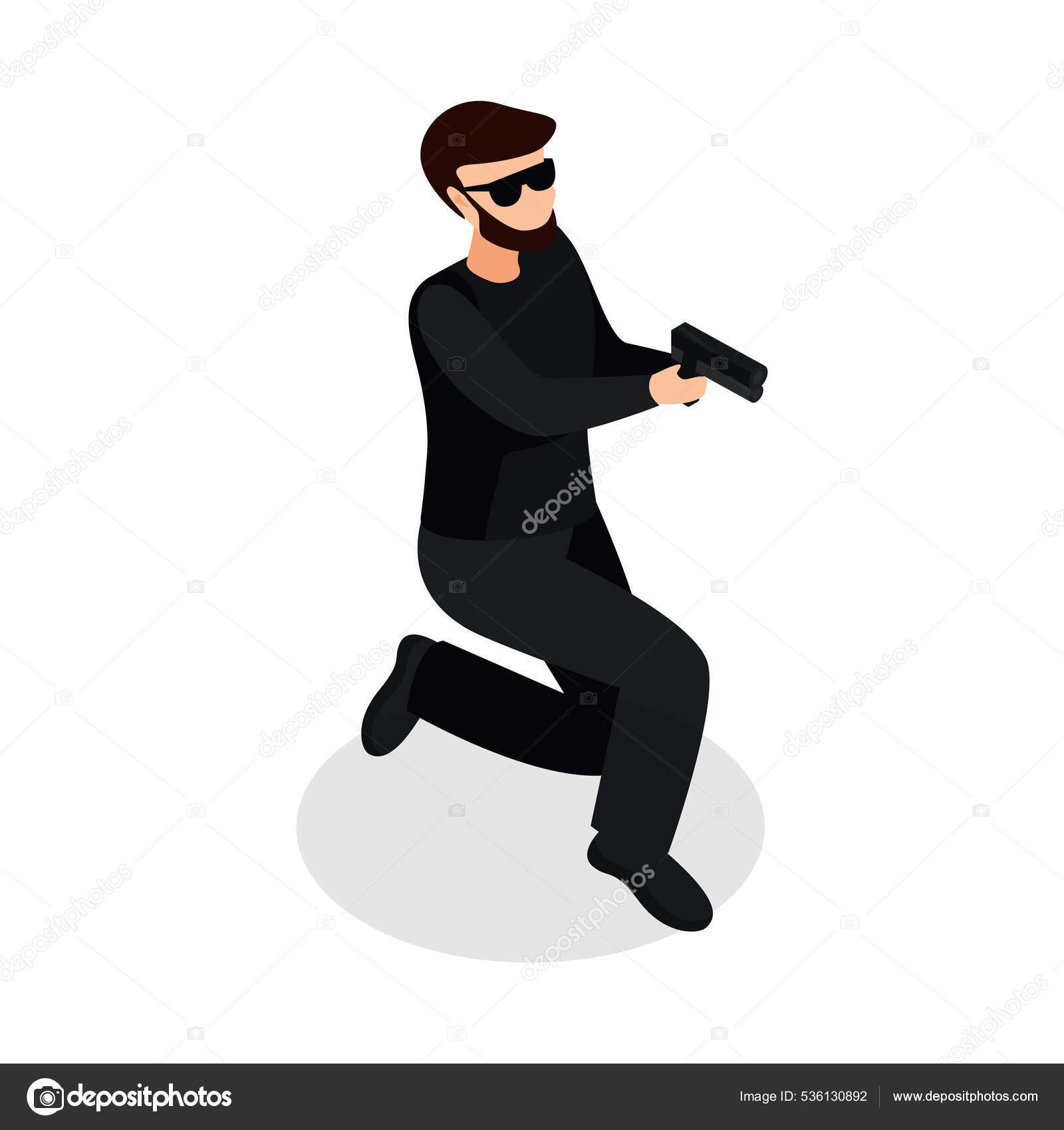 Aiming His Gun Composition Stock Vector by ©macrovector 536130892