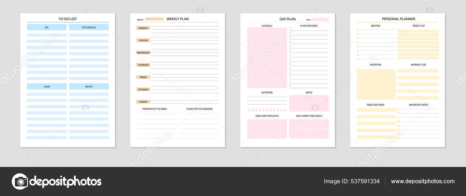 Personal Planner Realistic Set Stock Vector Image by ©macrovector ...