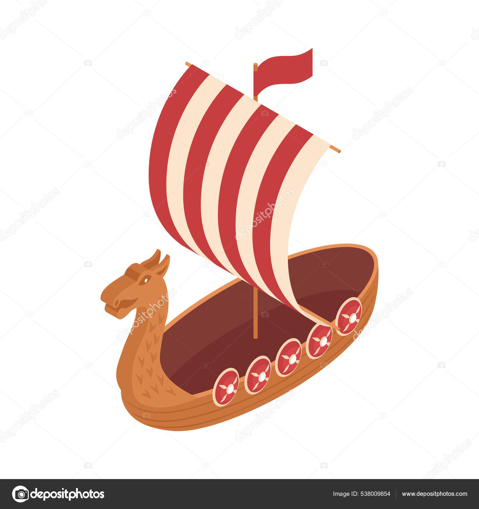 Vikings Rowing Boat Composition Stock Illustration by ©macrovector ...