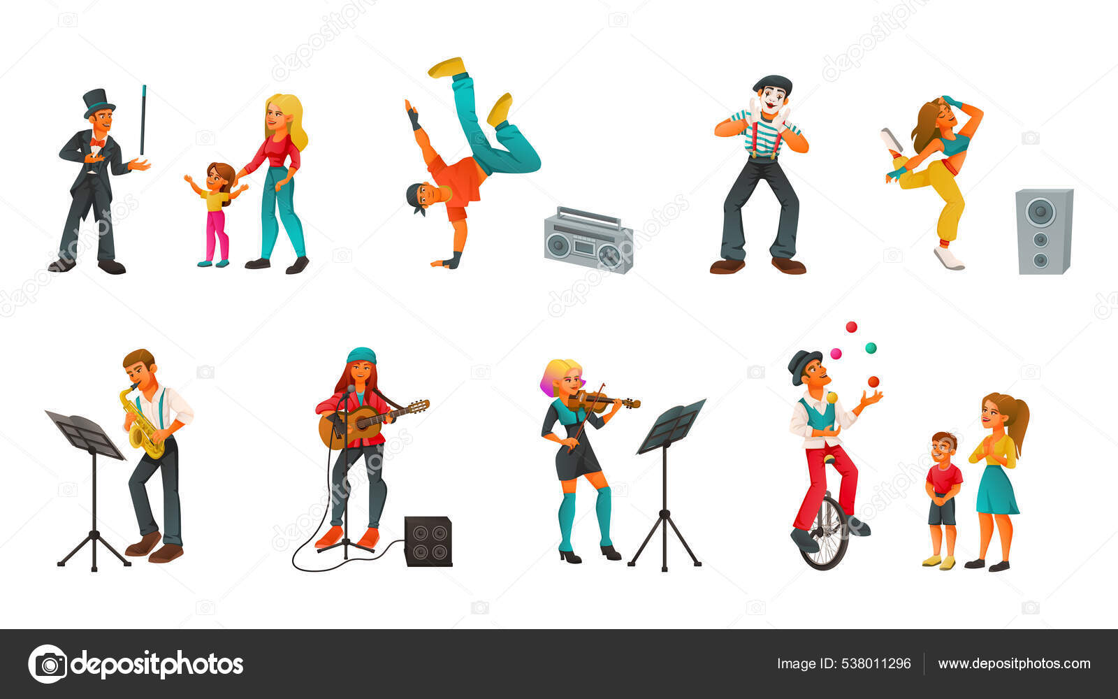 Calle artistas conjunto de dibujos animados Vector de stock por ...