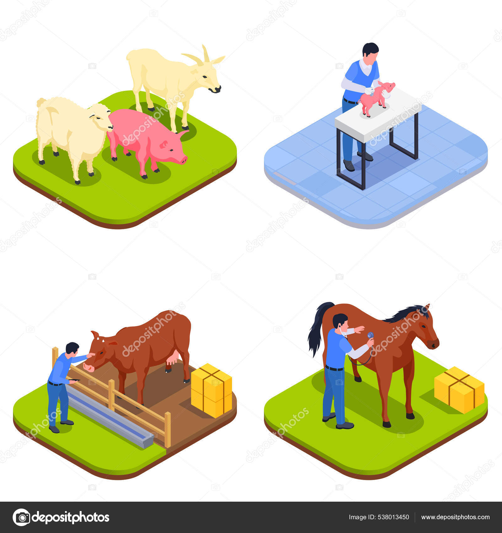 Farm Animals Veterinary Isometric Icon Set Stock Vector by ©macrovector ... Farm Animals Veterinary Isometric Icon Set Stock Vector by ©macrovector ...