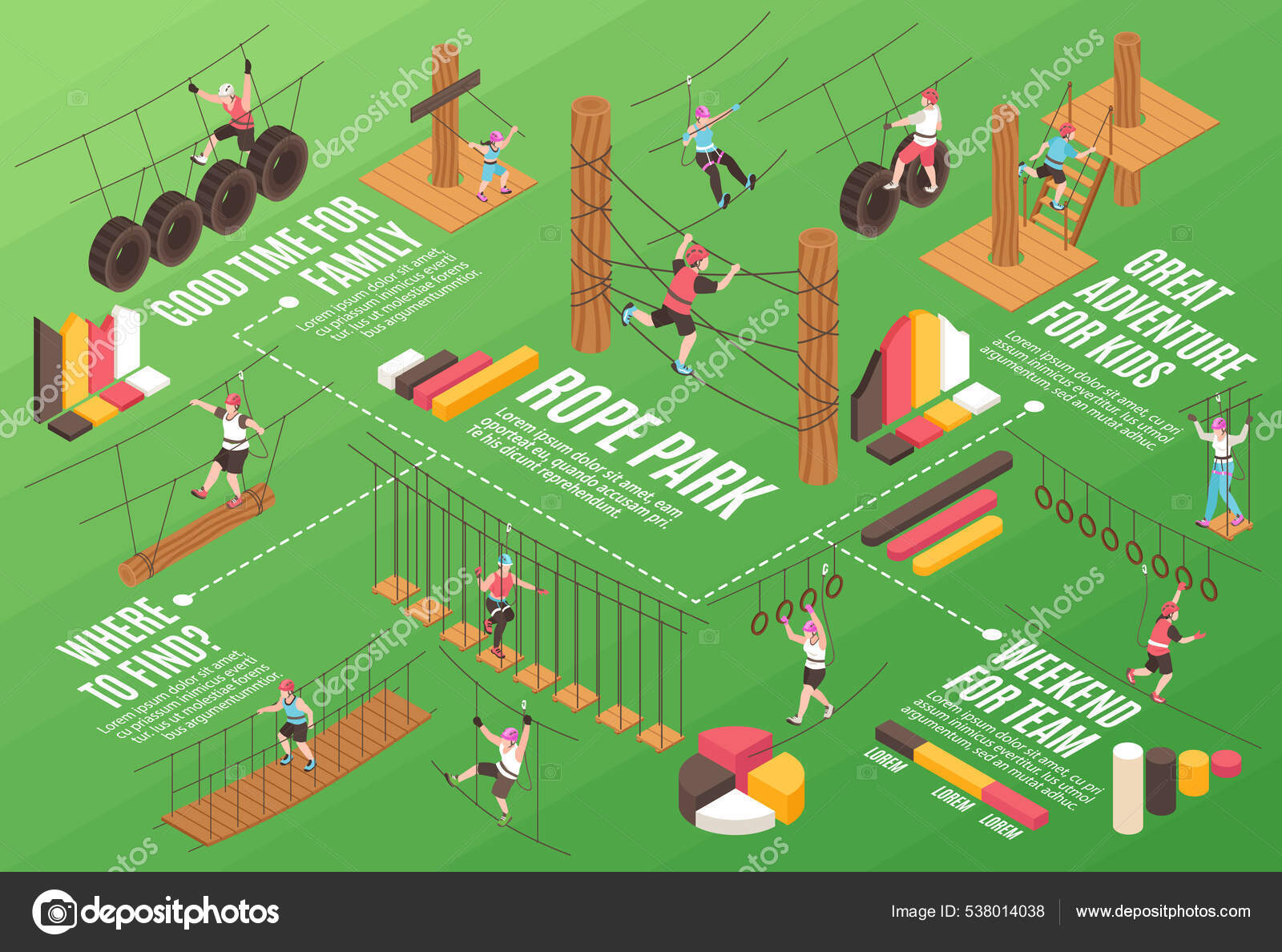 Rope Park Horizontal Infographics Background Stock Vector Image by ...