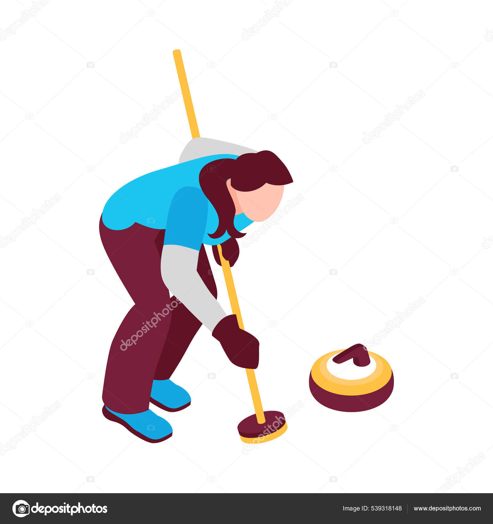 Female Curler Isometric Composition Stock Vector by ©macrovector 539318148