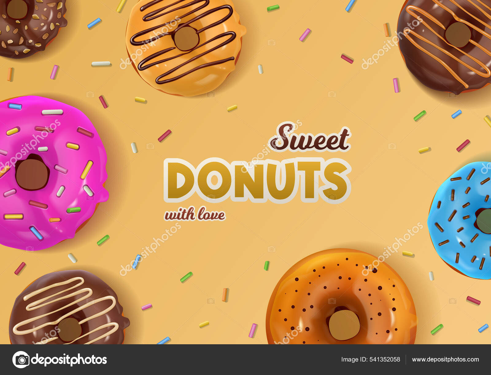 Sweet Donuts Realistic Background Stock Vector Image by ©macrovector ...