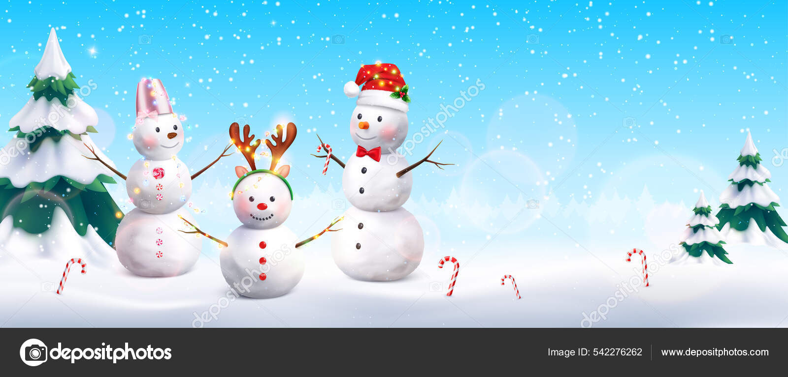 Snowman family realistic Stock Vector by ©macrovector 542276262