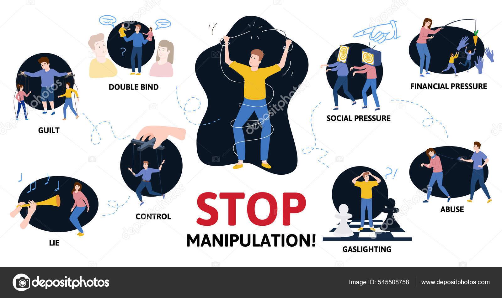 Stop Psychological Manipulation Infographics Stock Vector by ...