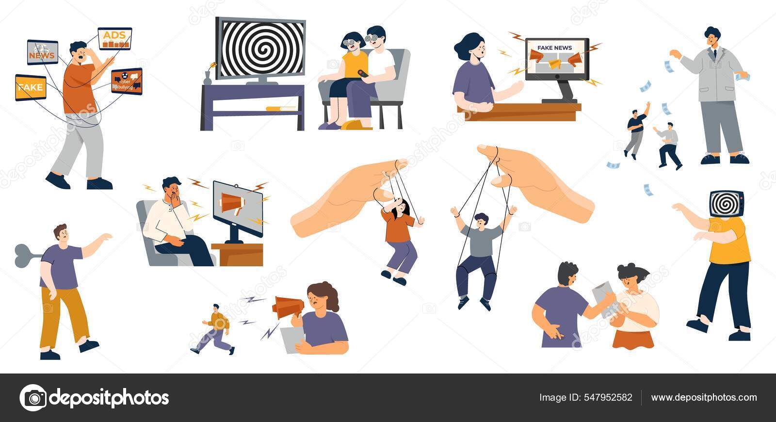 Mental People Manipulation Set Stock Vector by ©macrovector 547952582