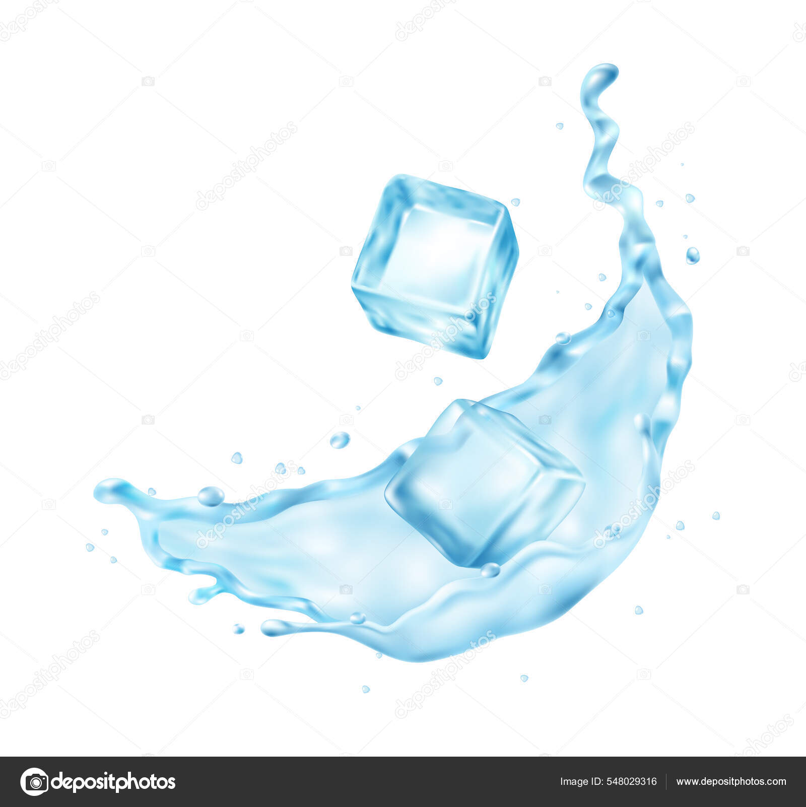 Water Ice Cubes Composition Stock Vector Image by ©macrovector #548029316