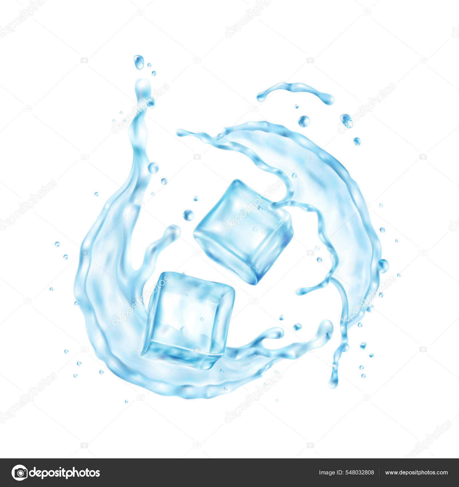 Ice Water Splash Composition Stock Vector Image by ©macrovector #548032808