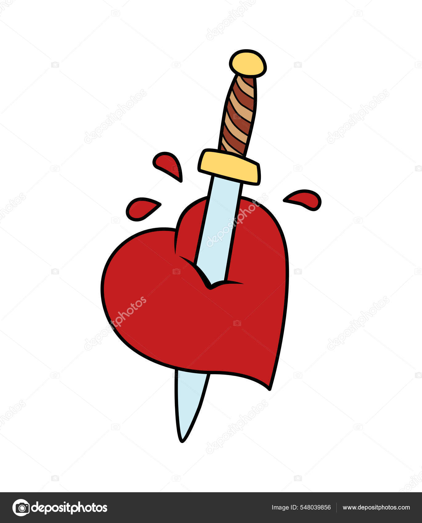 Heart Sword Tattoo Composition Stock Illustration By ©macrovector 548039856