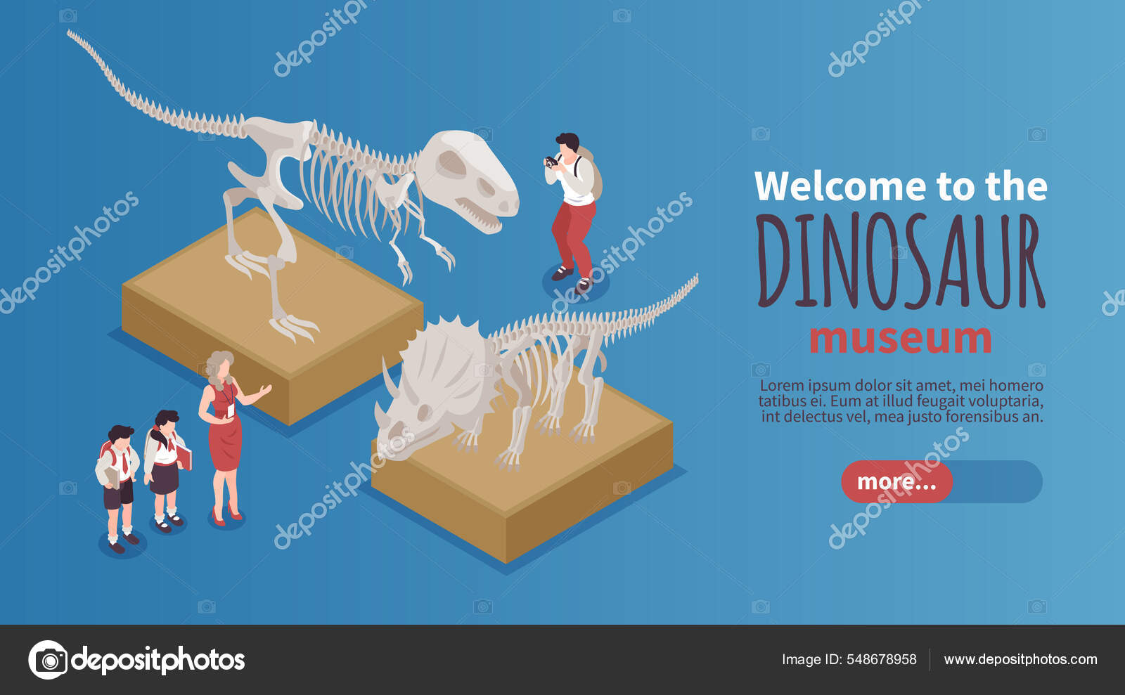 Dinosaur Museum Horizontal Banner Stock Vector Image by ©macrovector ...