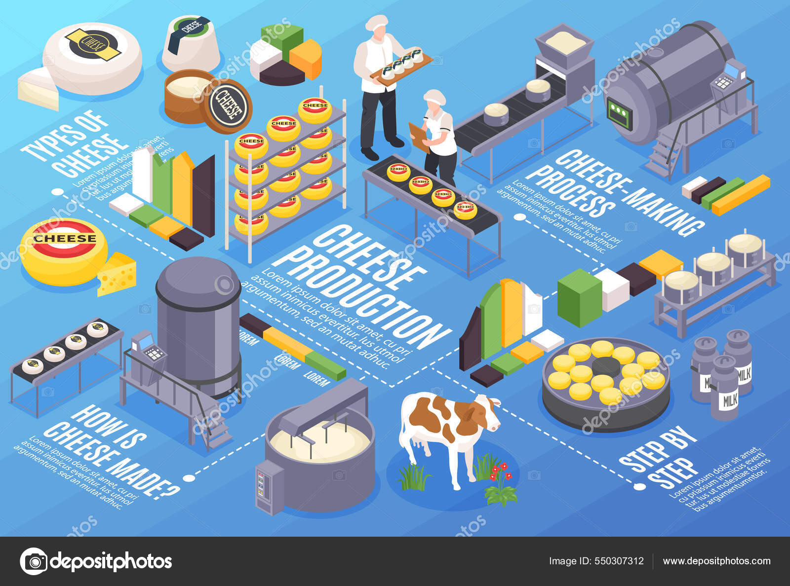 Cheese Production Infographic Composition Stock Vector Image by ...