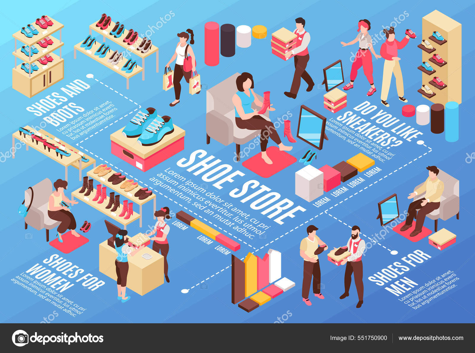 Isometric Shoe Store Horizontal Infographic Stock Vector by ...