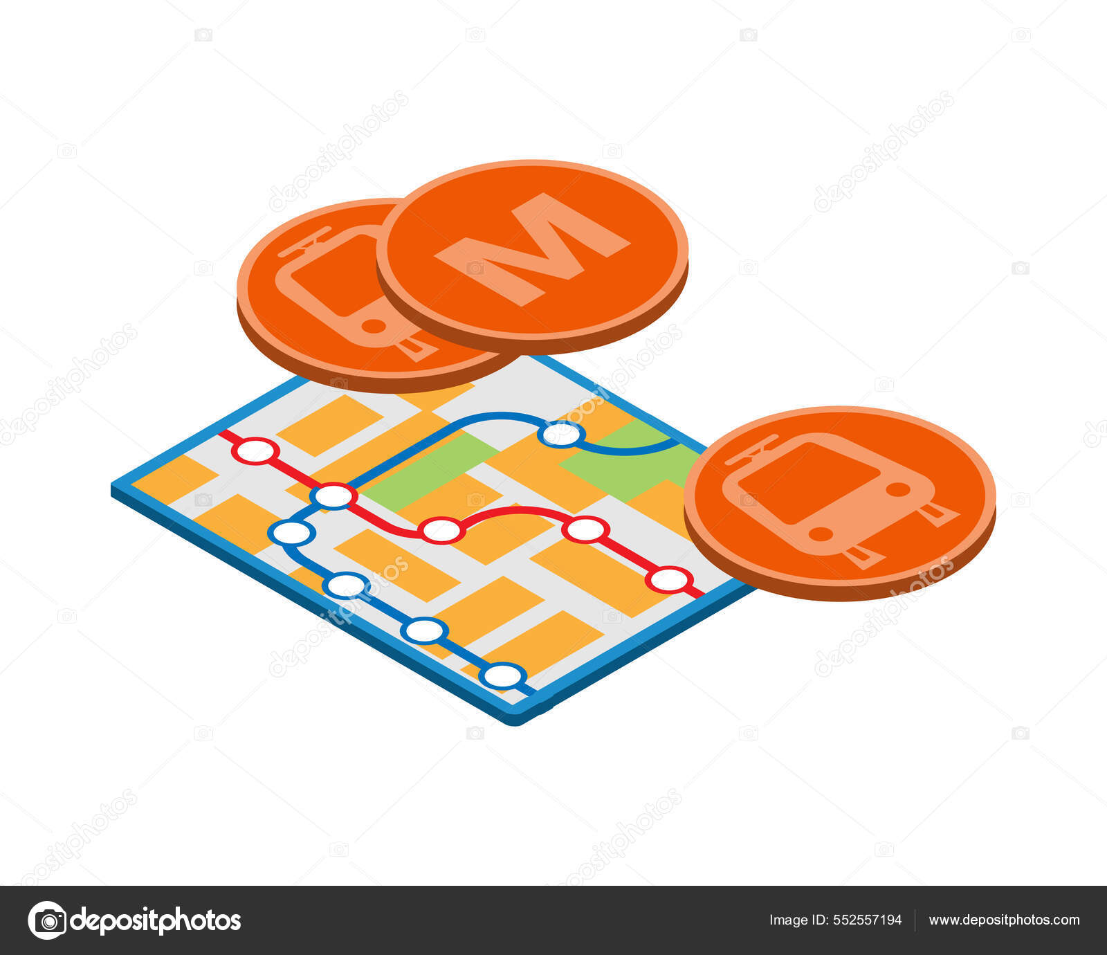 Metro Map Token Composition Stock Vector by ©macrovector 552557194
