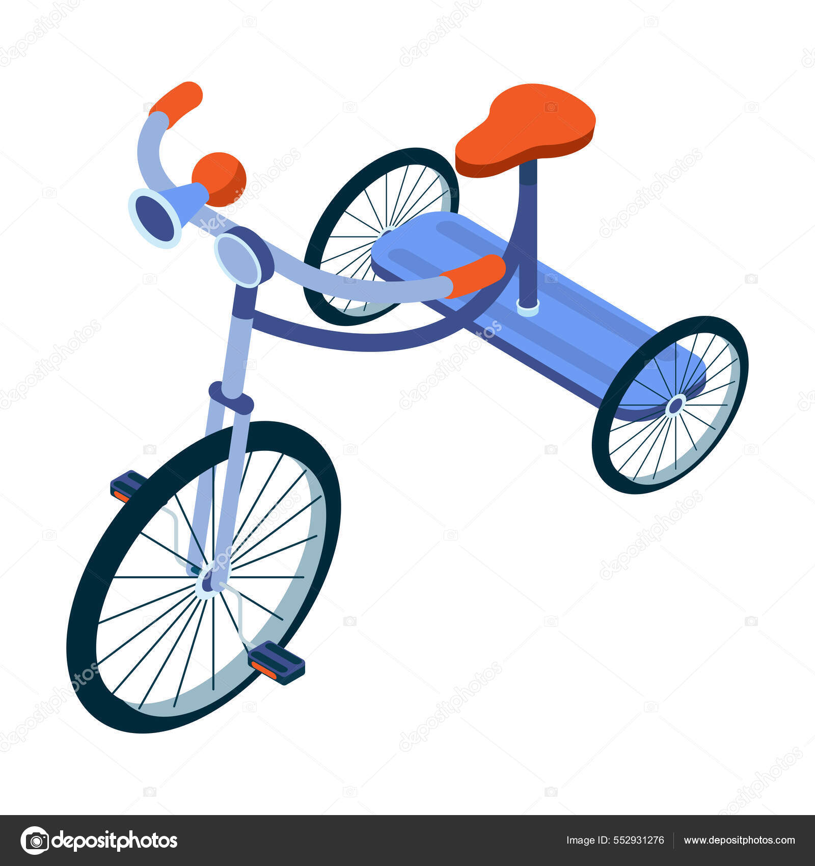 Three Wheeler Bike Composition Stock Vector by ©macrovector 552931276