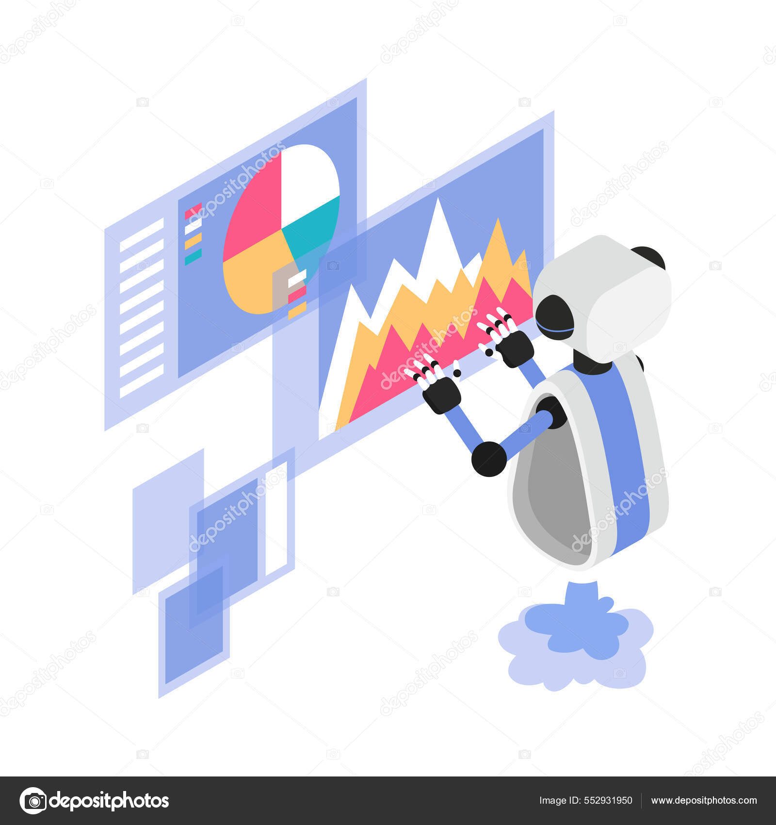 Robot Graph Analysis Composition Stock Vector by ©macrovector 552931950