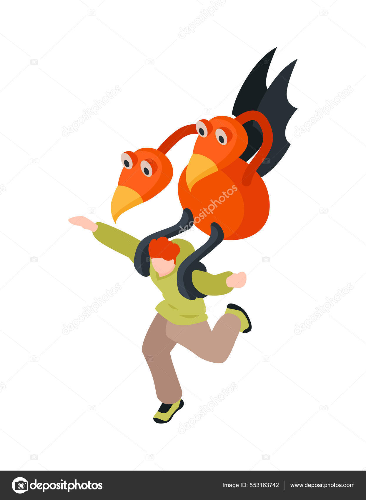 Alien Bird Man Composition Stock Vector by ©macrovector 553163742