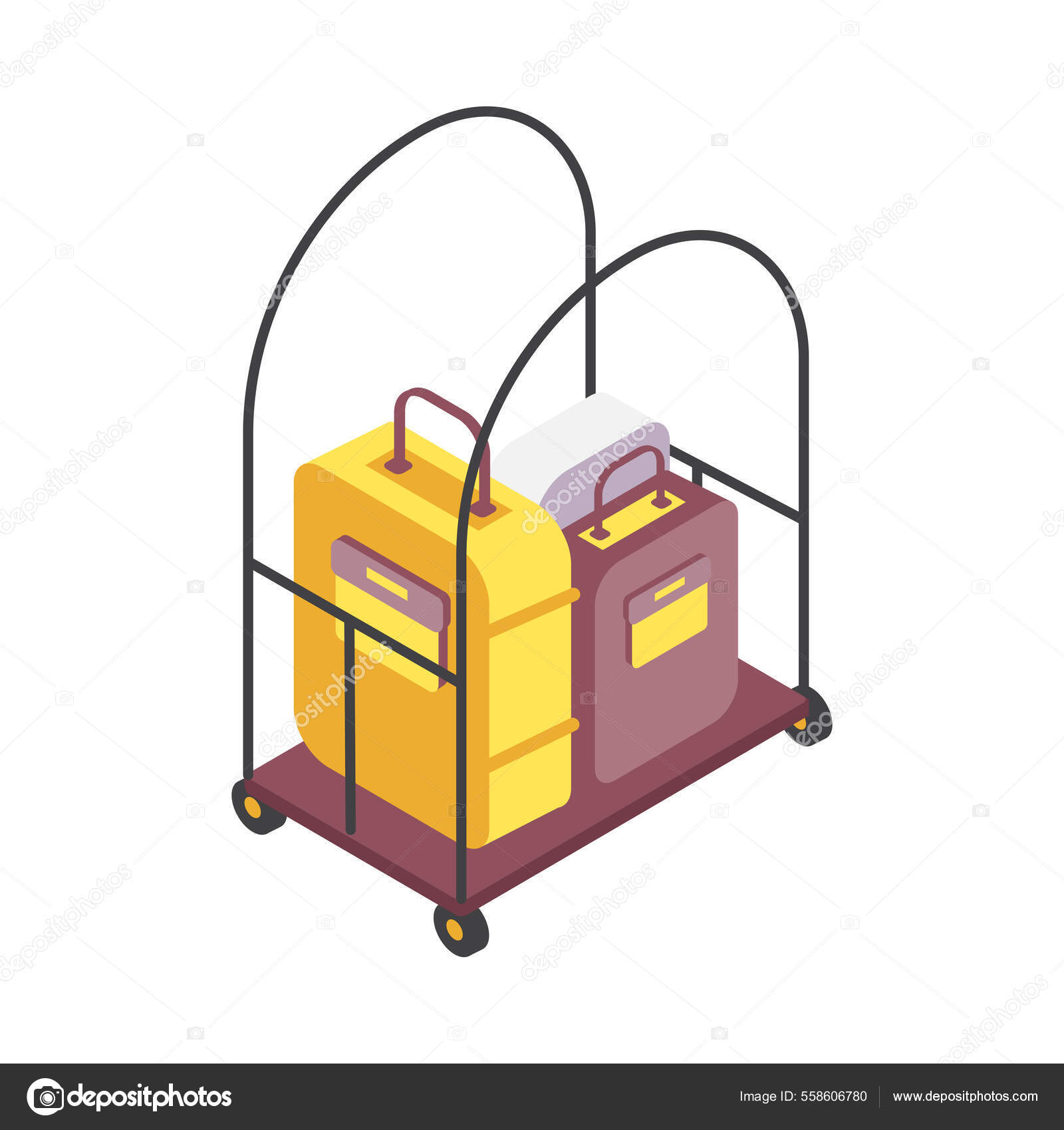 Isometric Luggage Cart Stock Vector by ©macrovector 558606780