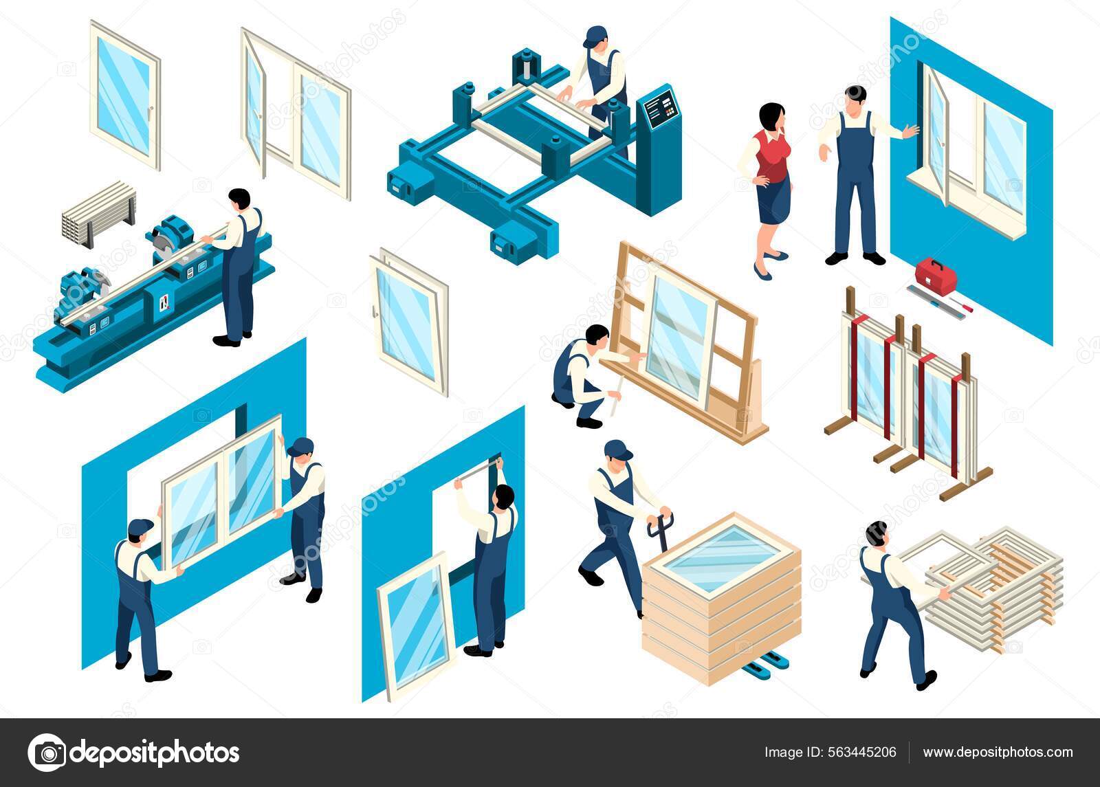 Plastic Windows Set Stock Vector by ©macrovector 563445206