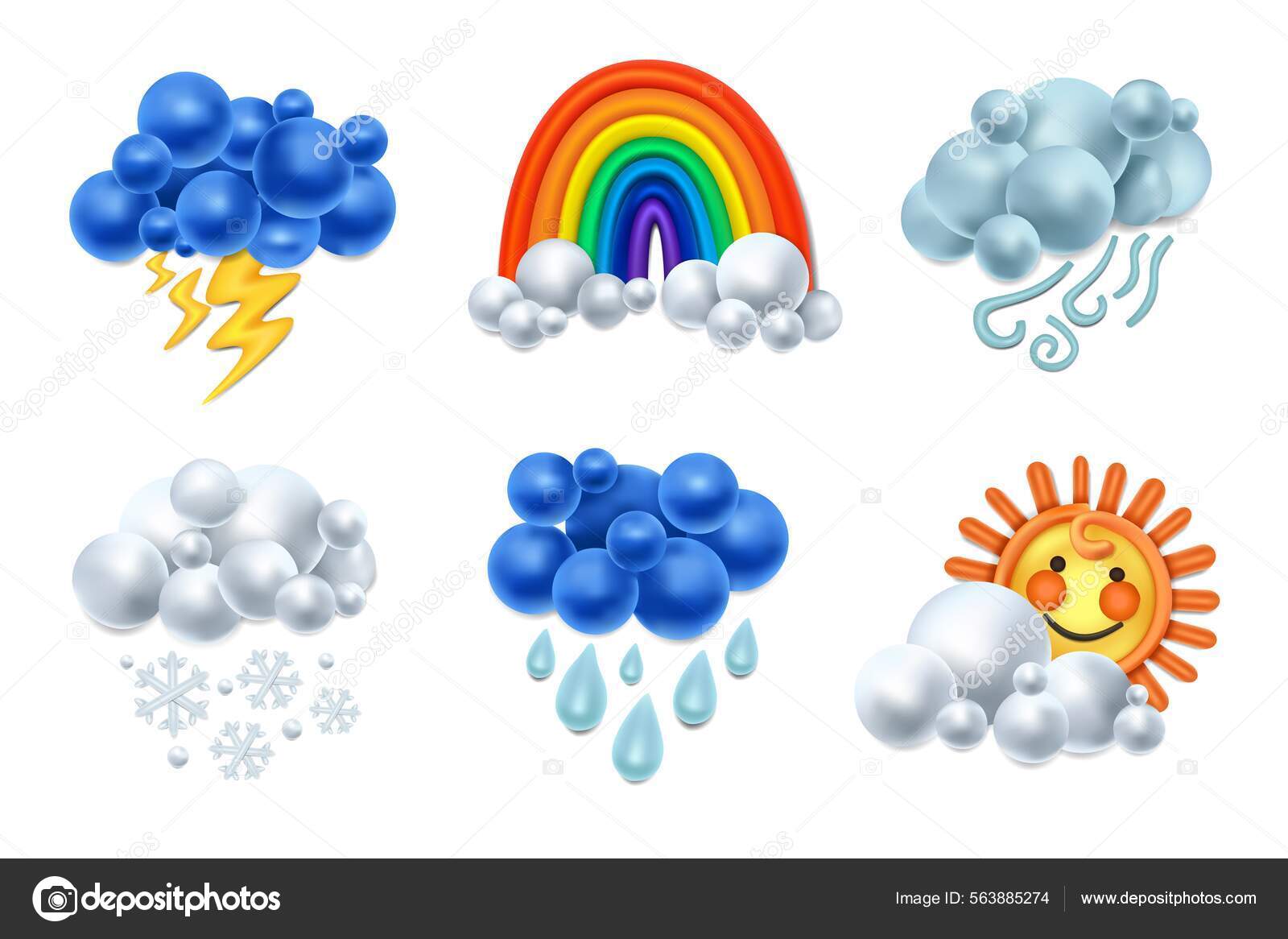 Plasticine Weather Icon Set Stock Vector by ©macrovector 563885274