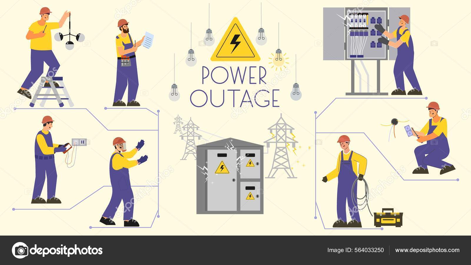 Power Outage Flat Infographics Stock Vector by ©macrovector 564033250
