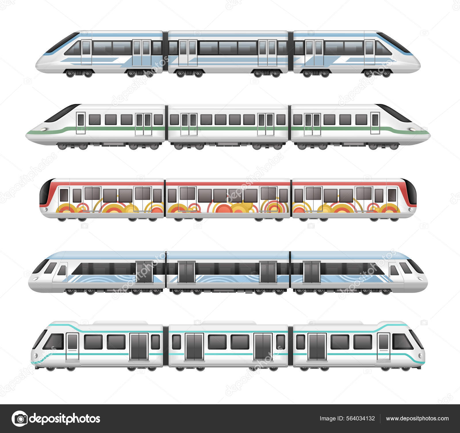 Realistic Trains Mockup Set Stock Vector by ©macrovector 564034132