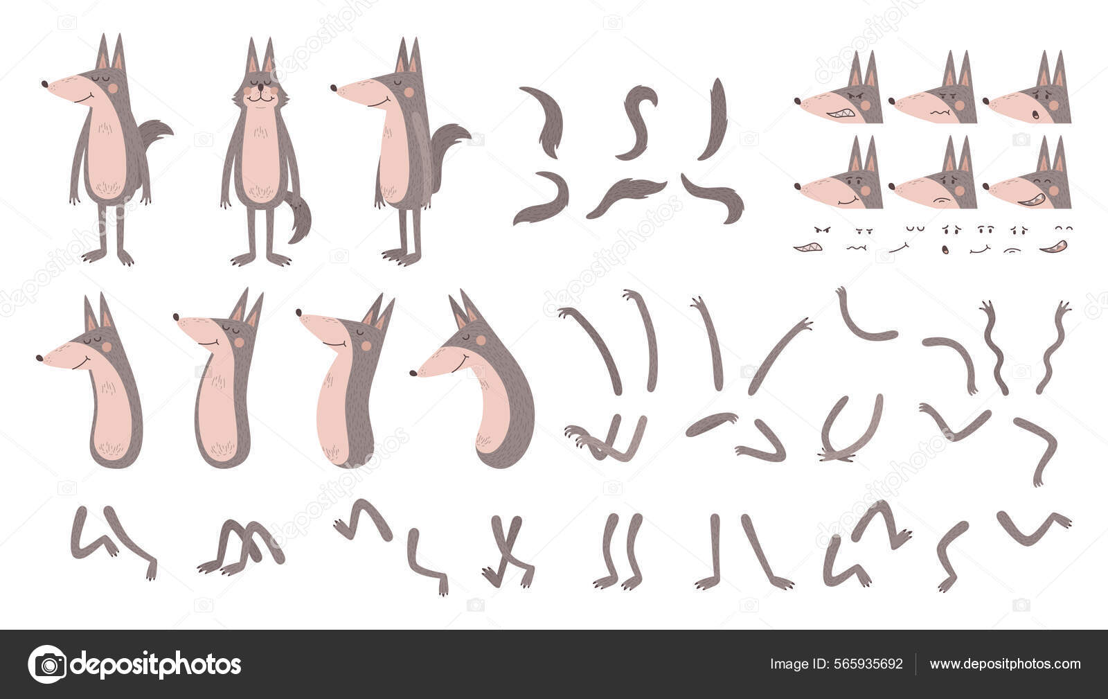 Wolf Character Set Stock Vector by ©macrovector 565935692