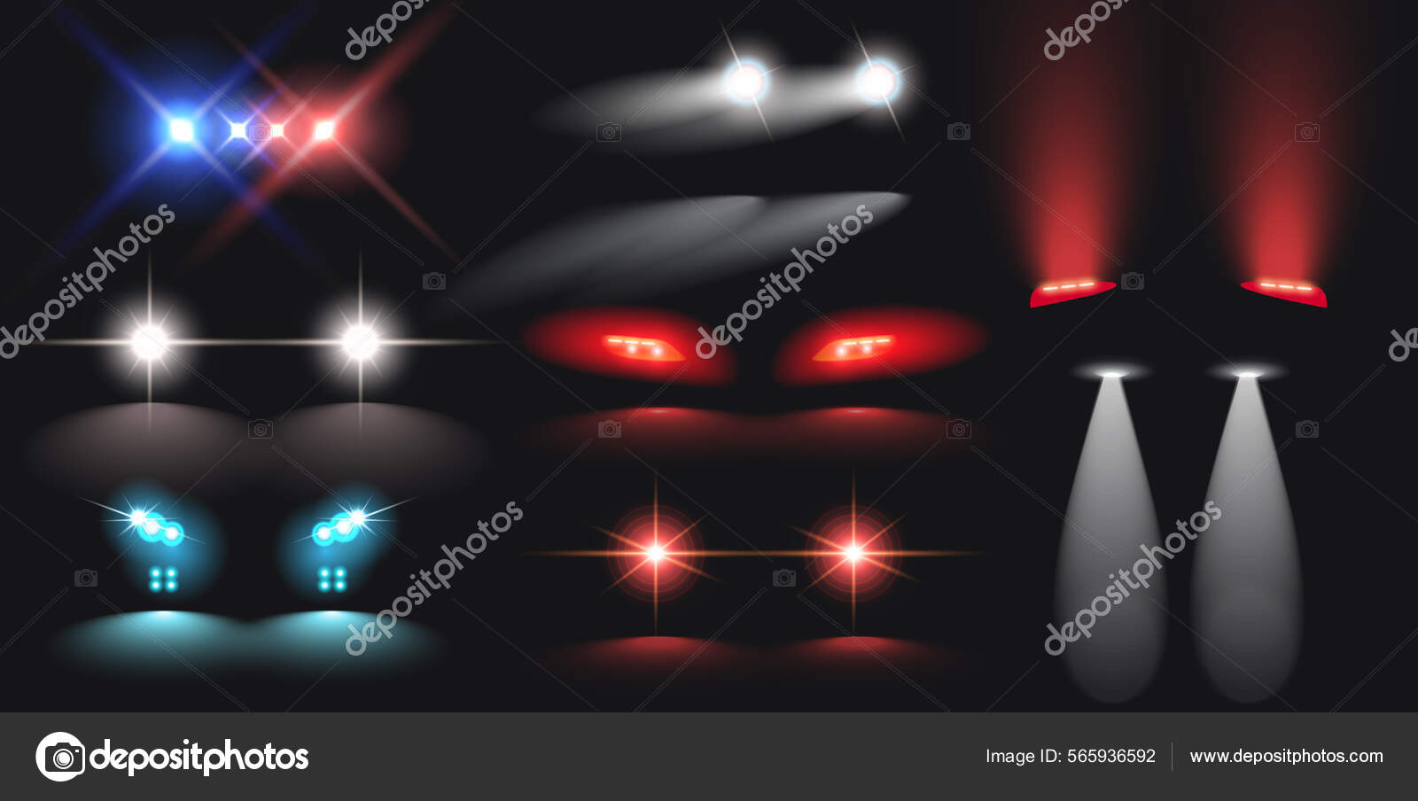 Car Lights Set Stock Vector Image by ©macrovector #565936592