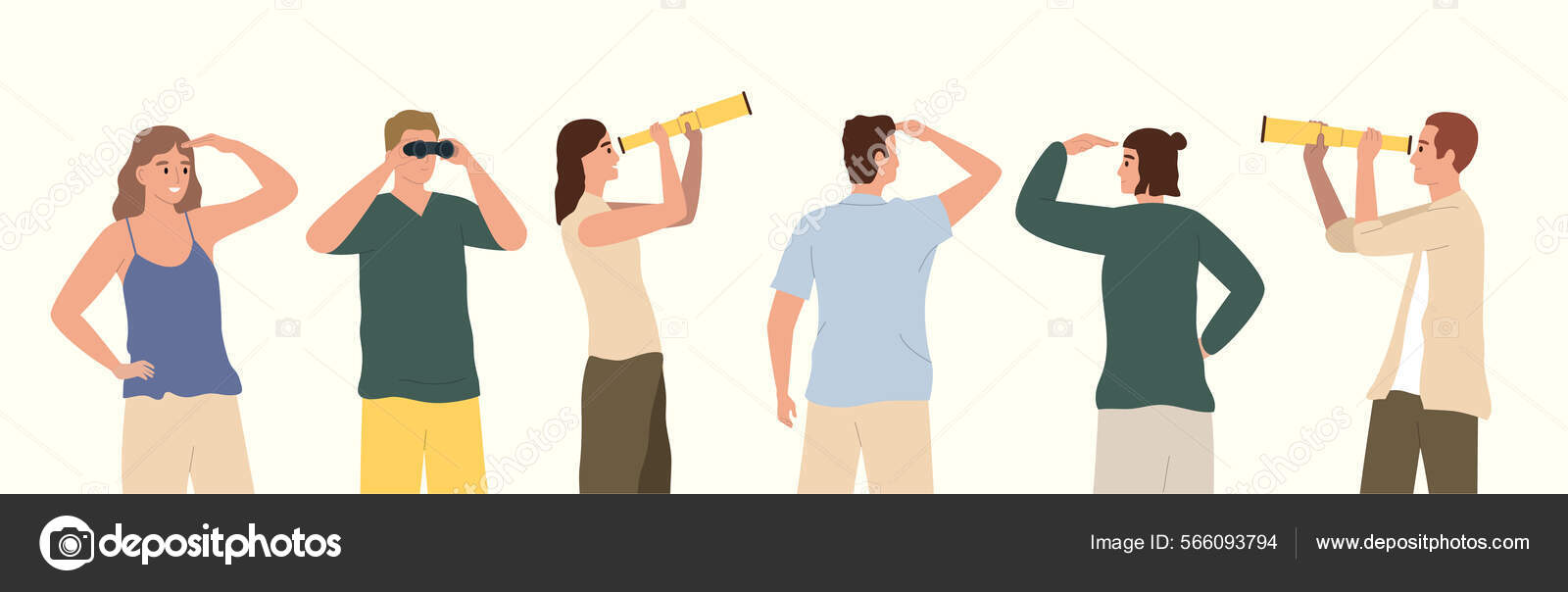 People Looking Into Distance Stock Vector by ©macrovector 566093794