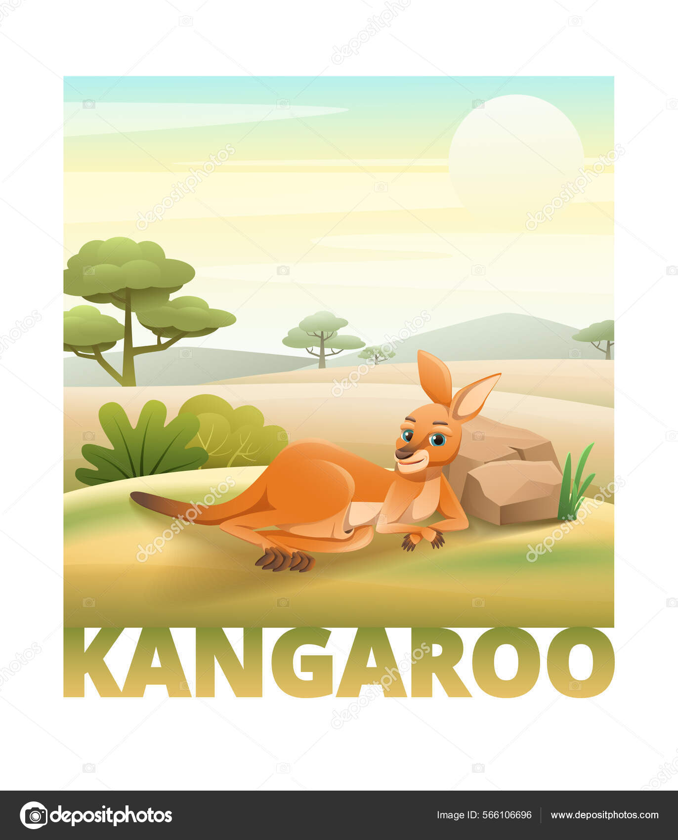 Kangaroo Cartoon Illustration Stock Vector by ©macrovector 566106696