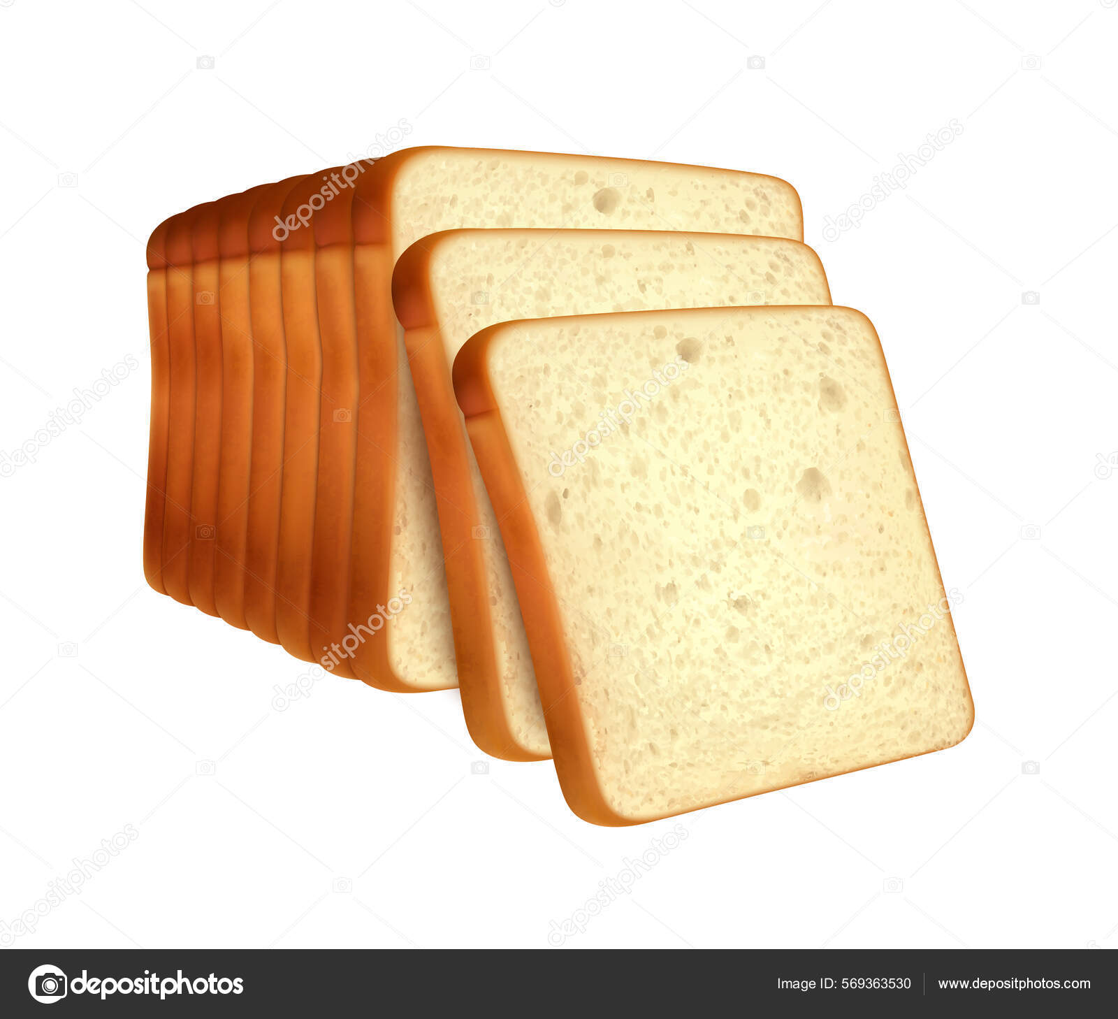 Sliced Toast Bread Composition Stock Vector Image by ©macrovector #569363530